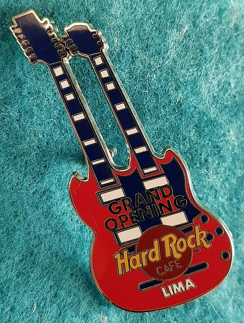 RARE LIMA PERU GRAND OPENING DOUBLE NECK RED VERTICAL GUITAR Hard Rock ...