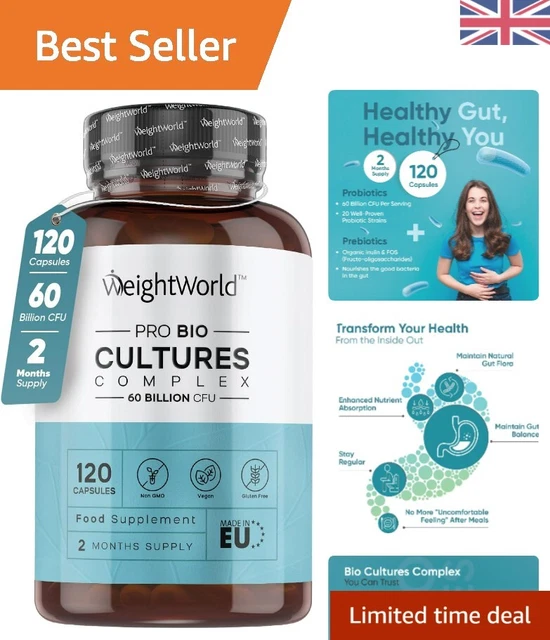 BIO CULTURES COMPLEX Probiotics & Prebiotics - 60 Billion CFU - 2 ...