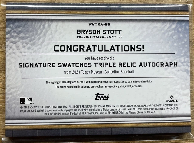 BRYSON STOTT TOPPS triple patch signature échantillons jeu d'occasion ...