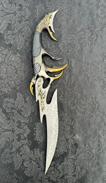 RARE KIT RAE ARCHEROS GOLD DAMASCUS ETCHED DAGGER w ART PRINT COA ...