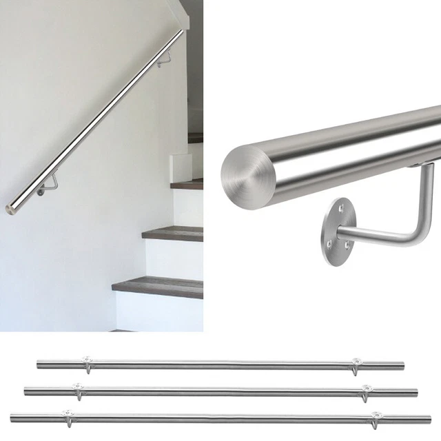 BRUSHED STAINLESS STEEL Stair Handrail Staircase Bannister Balustrade ...