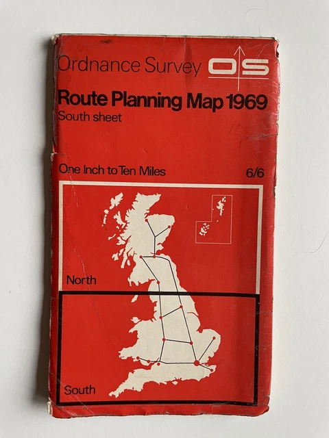 1969 ORDNANCE SURVEY Route Planning Map - South Sheet Ten Miles To Inch ...