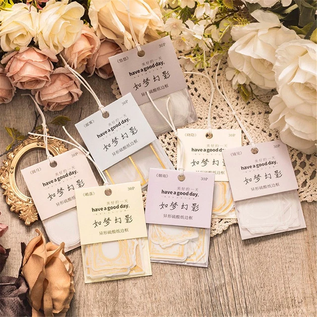 GOLDEN COLLAGE FRAME Stickers Message Memo Rim Deco Paper Decorative ...