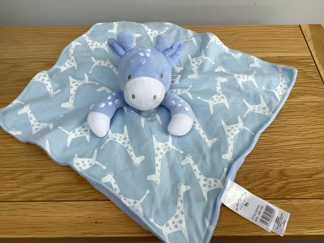 ROCK A BYE Baby Blue White Giraffe Print Comforter Blankie Soft Toy ...