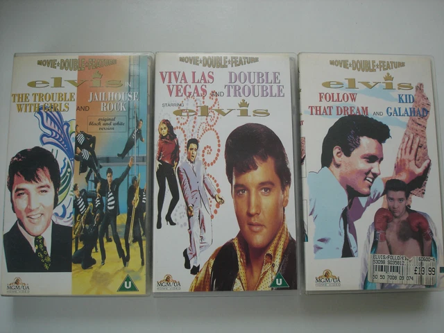 ELVIS PRESLEY - 3 Double VHS Tapes - Jailhouse Rock, Viva Las Vegas etc ...
