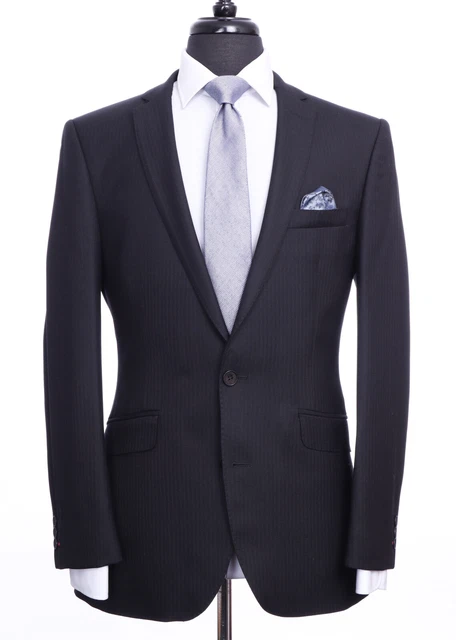 MENS BLACK SUIT Alexandre Savile Row Tailored Fit Formal Business ...