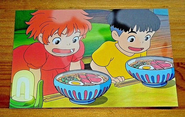 STUDIO GHIBLI POSTCARD ~ Ponyo And Sosuke Eating A Bowl Of Ham And Eggs ...