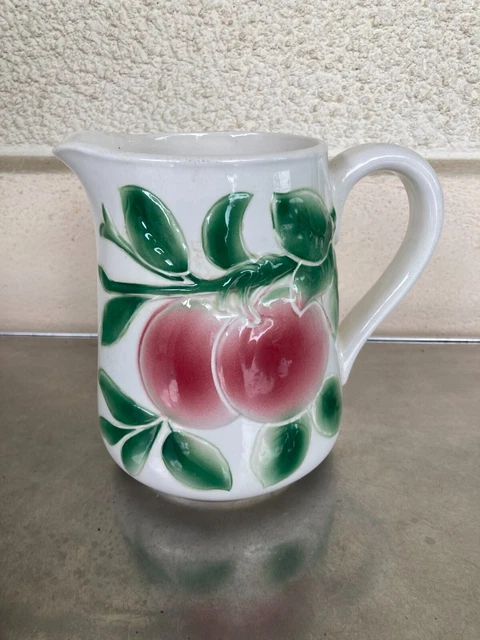 ANCIEN PICHET BROC Pot A Eau En Faience De Digoin A Decor De Pommes ...