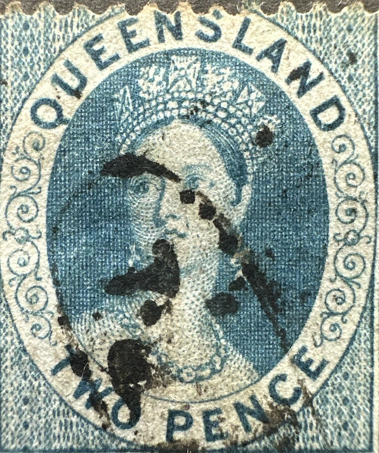 C1870 QUEENSLAND Queen Victoria Australia State Stamp 2d Blue PS654 $10 ...