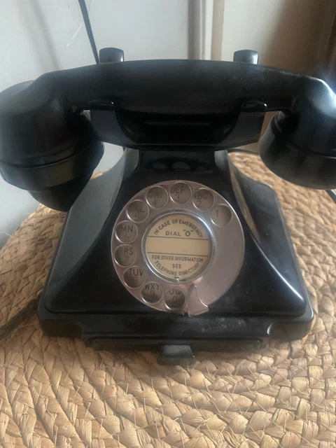 VINTAGE BAKELITE BLACK Rotary Dial Telephone Classic design (read ...