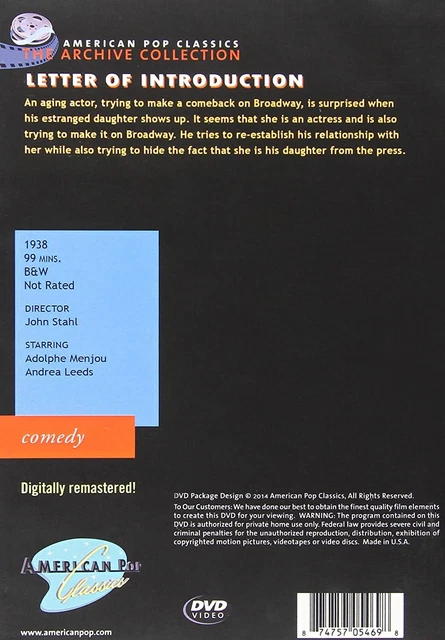 LETTER OF INTRODUCTION (DVD) Adolphe Menjou Andrea Leeds EUR 15,79 ... LETTER OF INTRODUCTION (DVD) Adolphe Menjou Andrea Leeds EUR 15,79 ...