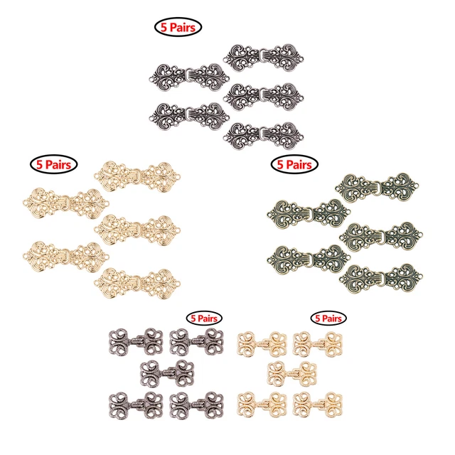 5 PAIRS FASHION Swirl Flower Cape Cloak Clasp,Fasteners Sew On Hooks ...