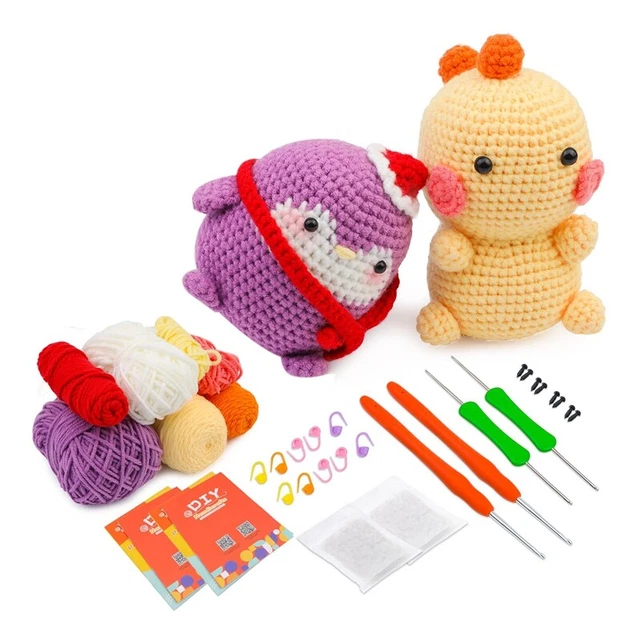 KIT COMPLETO ALL'UNCINETTO per principianti, kit pinguino dinosauro fai ...