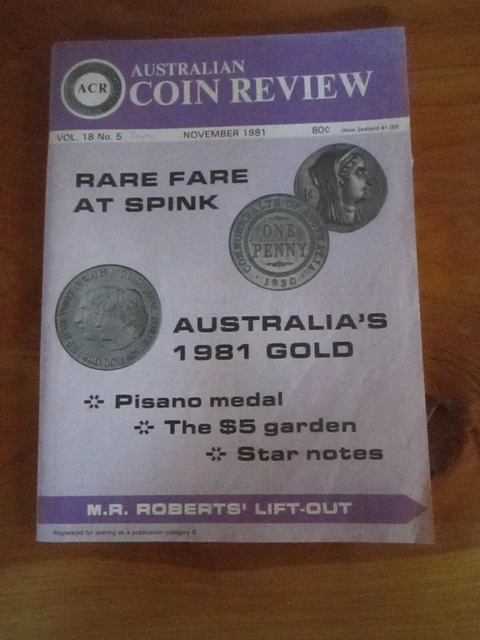 MAGAZINE AUSTRALIAN COIN Review November 1981 Vol. 18 No. 5 *Great ...