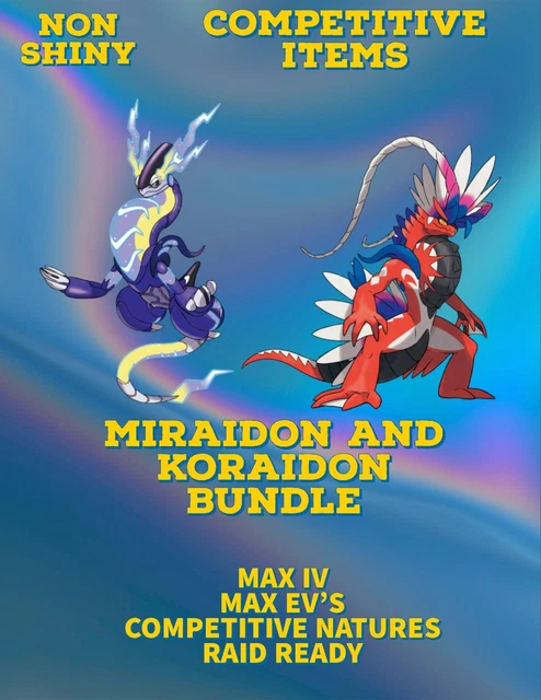 POKEMON SCARLET AND Violet 🔥 6IV Miraidon And Koraidon Bundle 🔥 MAX EV'S XXXL £4.00 - PicClick UK