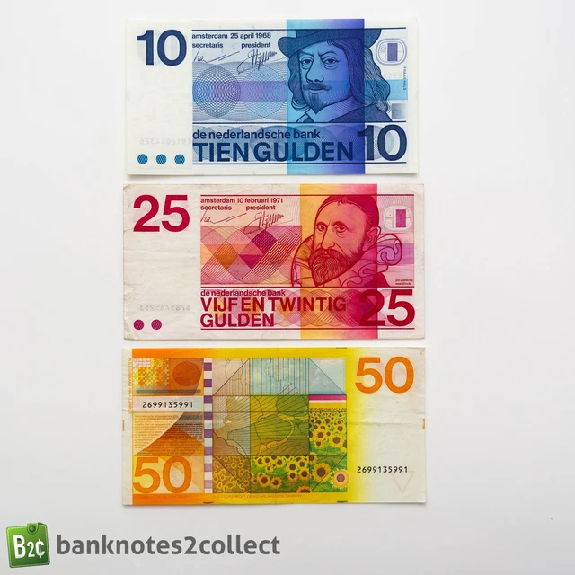 NETHERLANDS: SET OF 3 Dutch Guilder Banknotes. £40.00 - PicClick UK