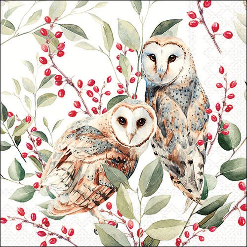 4X SINGLE PAPER Napkins for Decoupage and Party - Barn owl couple white ...