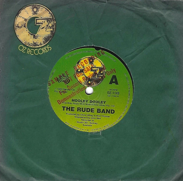 THE RUDE BAND HOOLEY DOOLEY Australian 1983 OZ Records PROMO RARE 7 ...