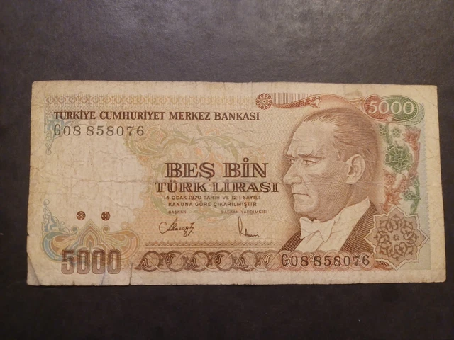 TÜRKISCHE 5.000 BES Bin Türkisch Lirasi Banknote #A126 EUR 1,49 ...