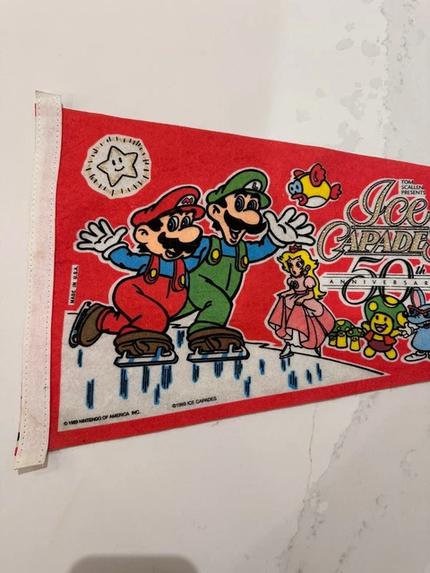 VINTAGE 1989 NINTENDO Super Mario Bros Ice Capades Pennant 50th ...
