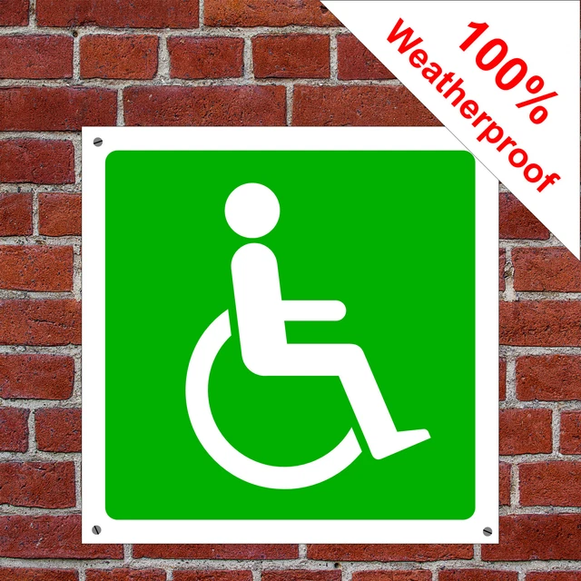 WHEELCHAIR ACCESS SIGN DDA021 White symbol on green disability access £ ...