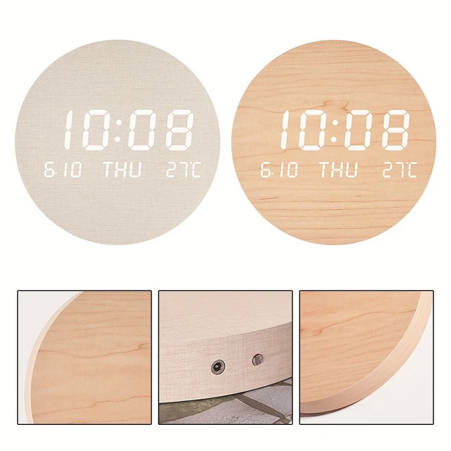 HORLOGE MURALE NUM RIQUE DEL avec temp rature heure et date chambre essentiell EUR 42,89 ...