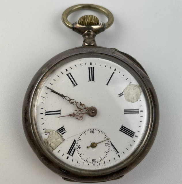 ANTIQUE SOLID “800” Silver Cased Victoria Depose Pocket Watch Working A ...