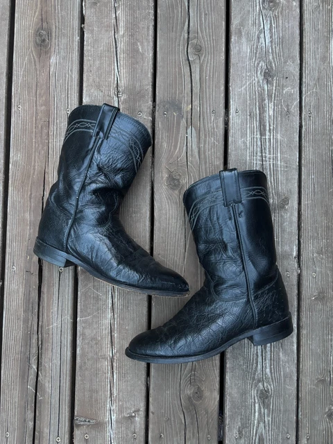 VINTAGE JUSTIN SMOOTH Ostrich Roper Cowboy Boots / Made In USA 3172 ...