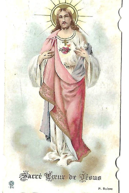 VINTAGE JESUS SACRED Heart Die-Cut Holy Card Print In Switzerland $2.99 ...