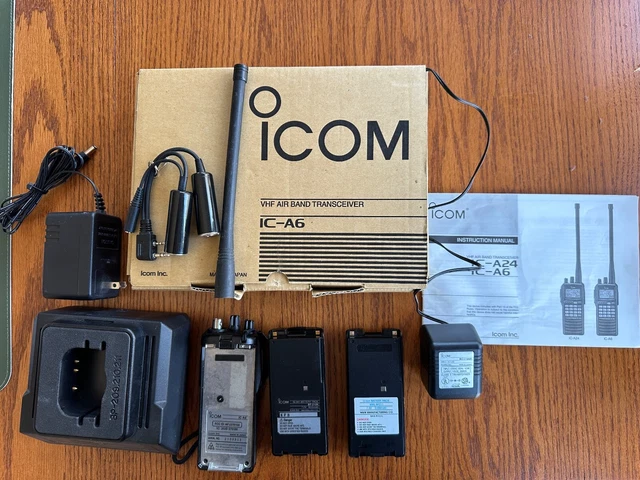 ICOM IC-A6 VHF Air Band Transceiver with Charger, Antenna, Manual, 2 ...