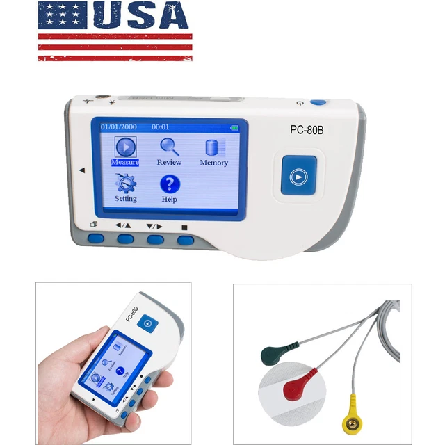 FDA HANDHELD PORTABLE ECG Machine Heart Beat EKG Monitor Color Screen ...