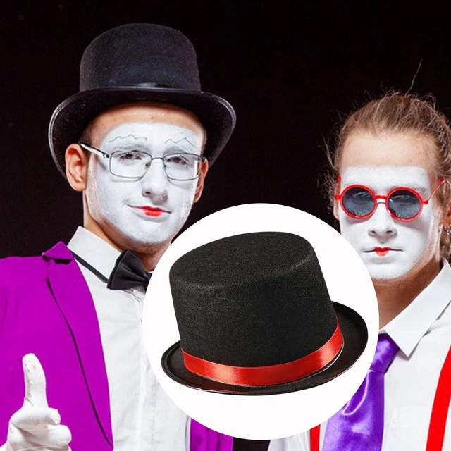 BLACK TOP HAT Dance Hat Props for Adults Dress up Magician Hat for Club ...