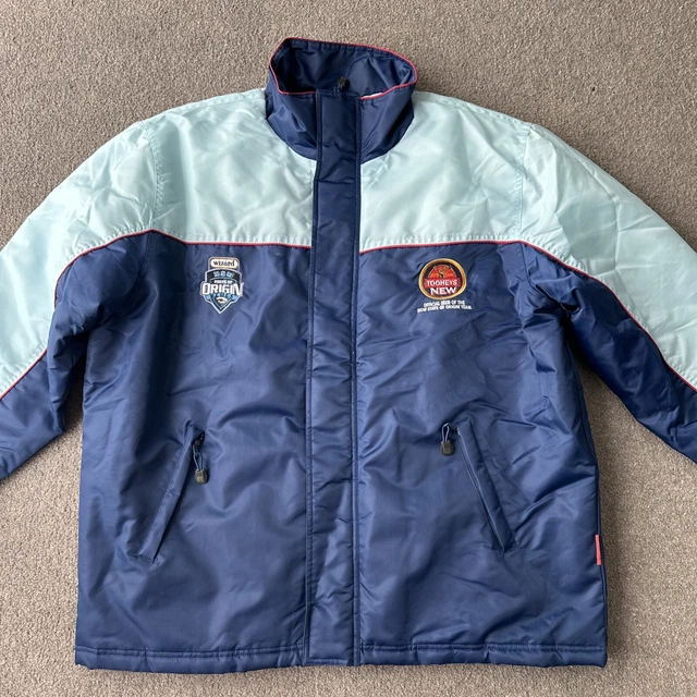 NSW BLUES JACKET Mens XL Blue Parka Zip Origin Tooheys New Wizard NRL ...