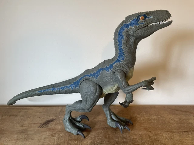 JURASSIC WORLD SUPER Colossal Velociraptor Blue Figure Mattel - See ...