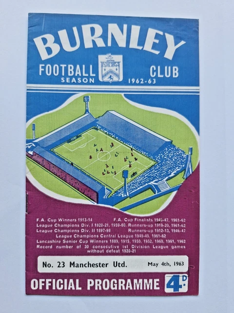 BURNLEY V MANCHESTER United Season 1962-63 Football Programme £3.31 ...