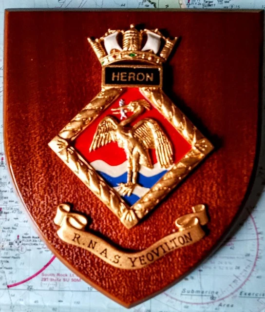 VINTAGE HMS HERON Ship Badge Crest Shield Plaque HMS Royal Navy drh £75 ...