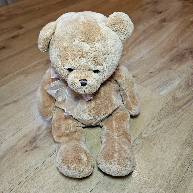 TESCO TEDDY BEAR Brown Wearing Bow Soft Plush Toy Comforter £14.99 ...