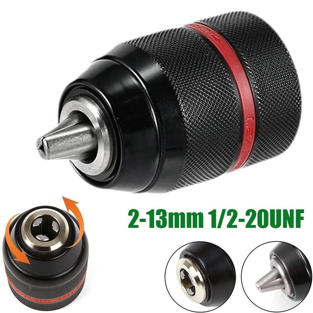 2-13MM KEYLESS CHUCK Black 1/2-20 UNF Threaded New Impact Drill Adapter ...