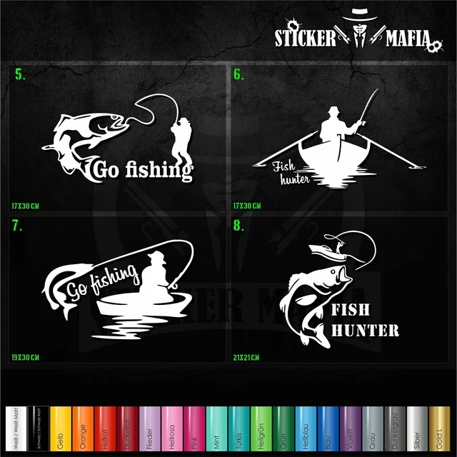 AUFKLEBER ANGELN FISH Hunter Angler Fischer Fisch Karpf Jäger Auto ...