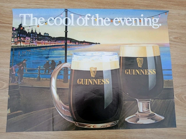 ORIGINAL GUINNESS VINTAGE Advertising poster 1974 Tankard Goblet Advert ...