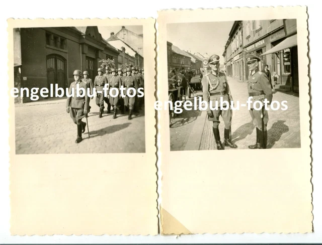 2 X FOTO - Slany / Schaulen (Böhmen / Sudetenland) - Kompanie-Parade ...