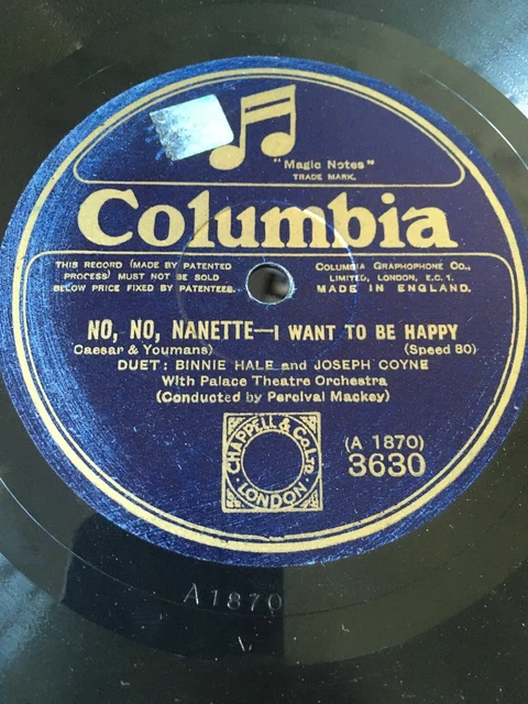 78 RPM - BINNIE HALE & JOSEPH COYNE - No, no, Nanette COLUMBIA 3630 EUR ...
