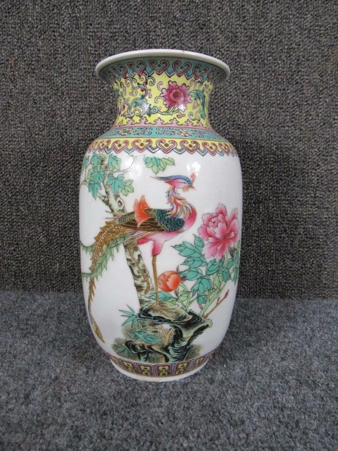 ANTIQUE SIGNED RED mark CHINESE famille porcelain VASE , QIANLONG MARK ...