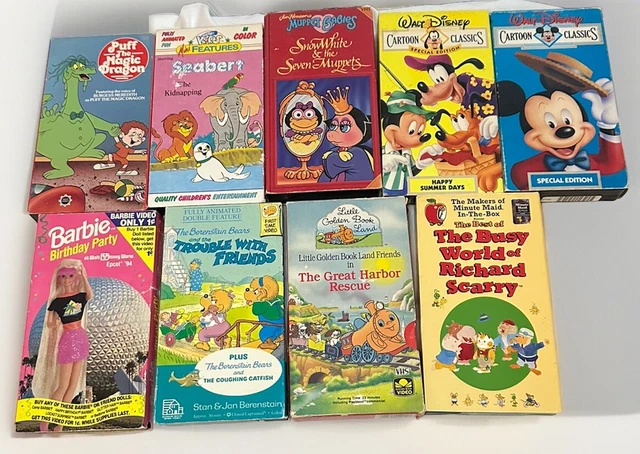 9 KIDS VHS Lot Vintage 80s & 90s Animated Cartoons Disney Jim Henson ...