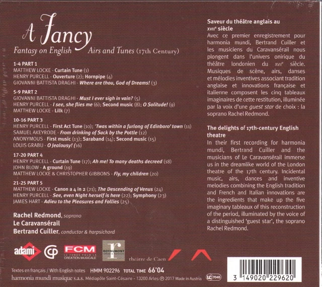 RACHEL REDMOND A FANCY: FANTASY ON ENGLISH AIRS & TUNES CD 25 track in ...