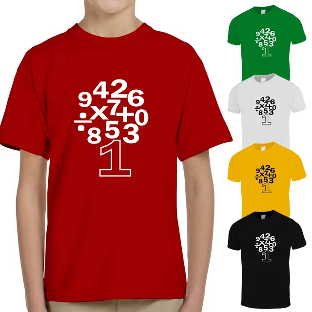 KIDS BOYS GIRLS Popular Number Day Maths Symbols School Tee T-Shirt Top ...