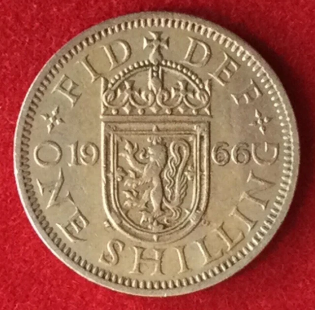 MÜNZE ONE 1 SHILLING 1966 Schottisches Wappen, Elizabeth II ...