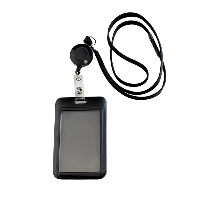RETRACTABLE CARD HOLDER with Removable Neck Lanyard Retractable ABS ...