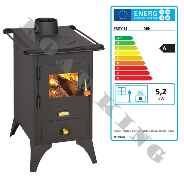 CAMINO PRITY MINI Stufa a Legna Da 5,2 kW Di Potenza Piastra Superiore In Ghisa EUR 387,99 ...