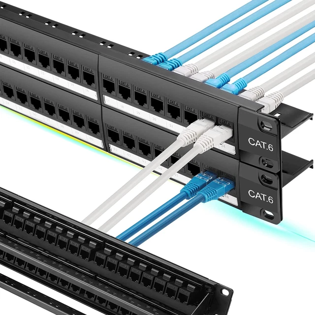 PATCH PANEL 48 Port Cat6 with Inline Keystone 10G Support, Pass-Thru ...